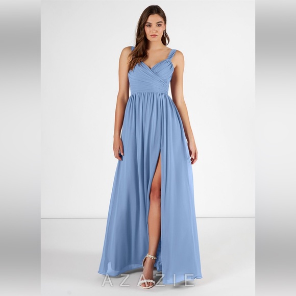 Azazie | Dresses | Azazie Aziza Bridesmaid Dress Steel Blue | Poshmark